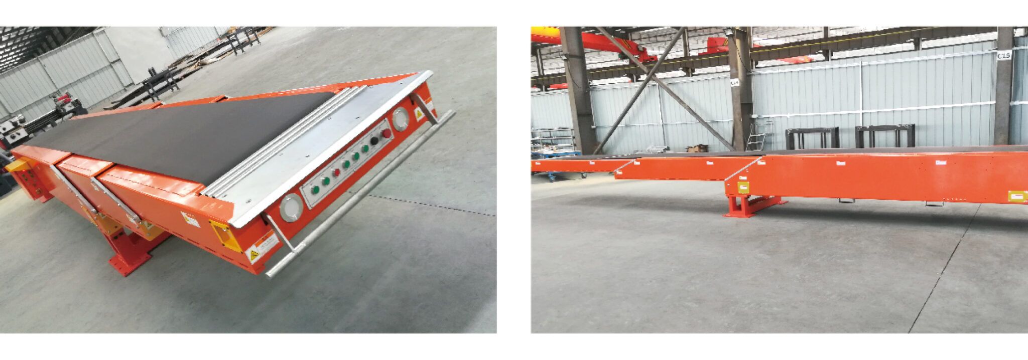 How does the three-section telescopic belt conveyor work?